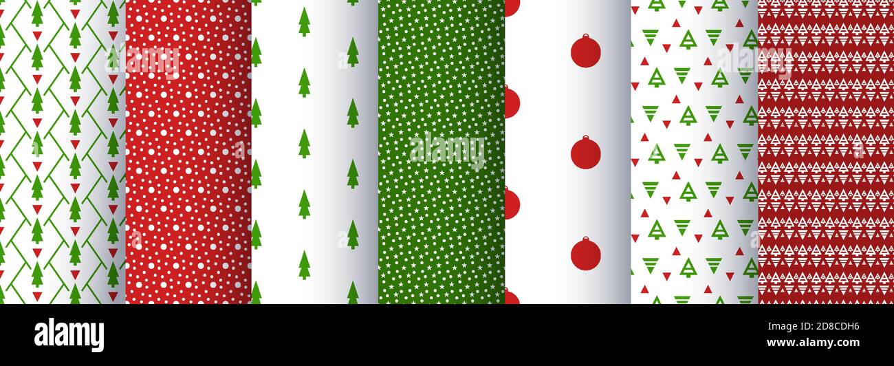 Christmas geometry seamless pattern. Set of backgrounds. Vector ...