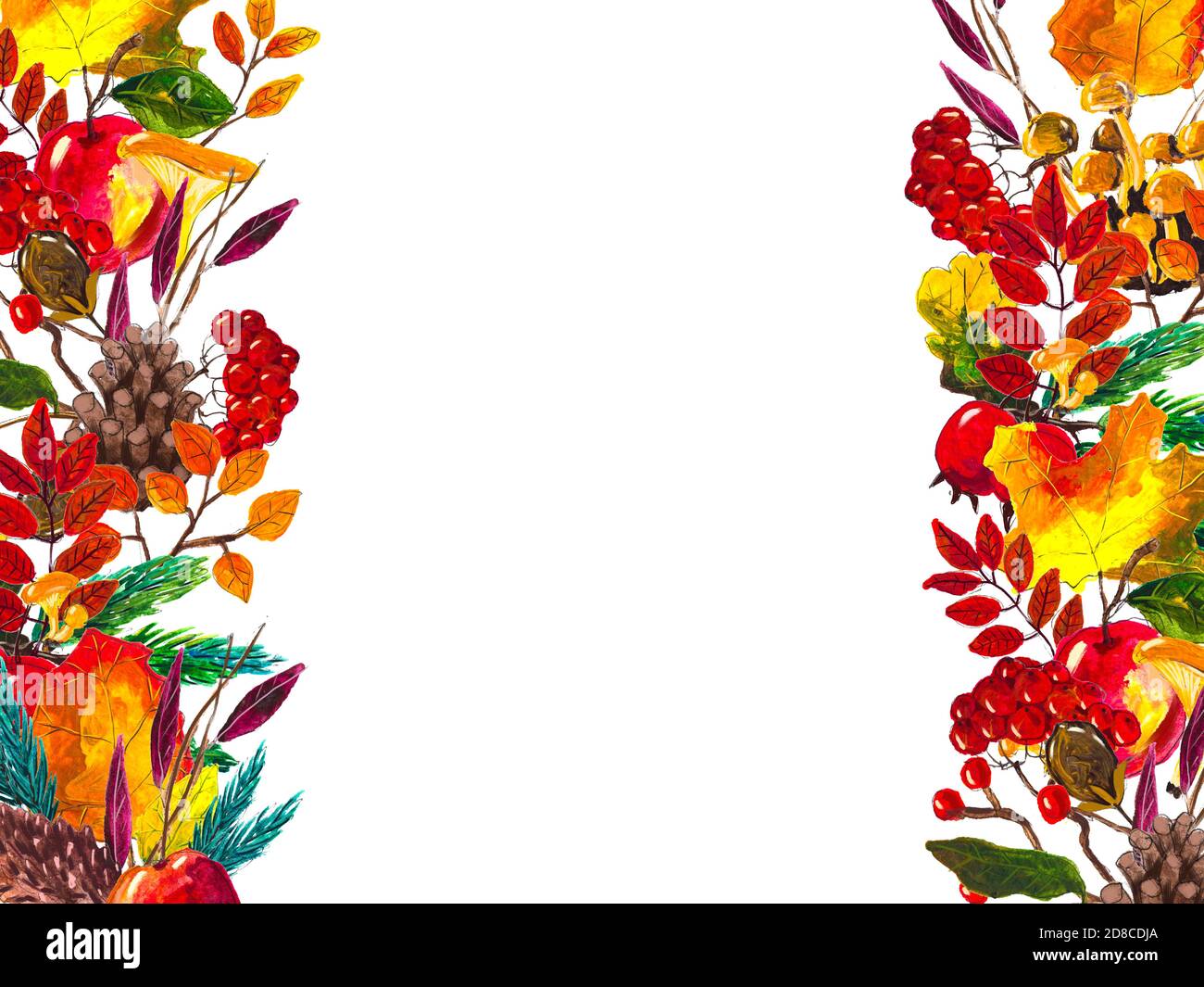 Autumn leaves border. Watercolor hand drawn frame Stock Photo - Alamy