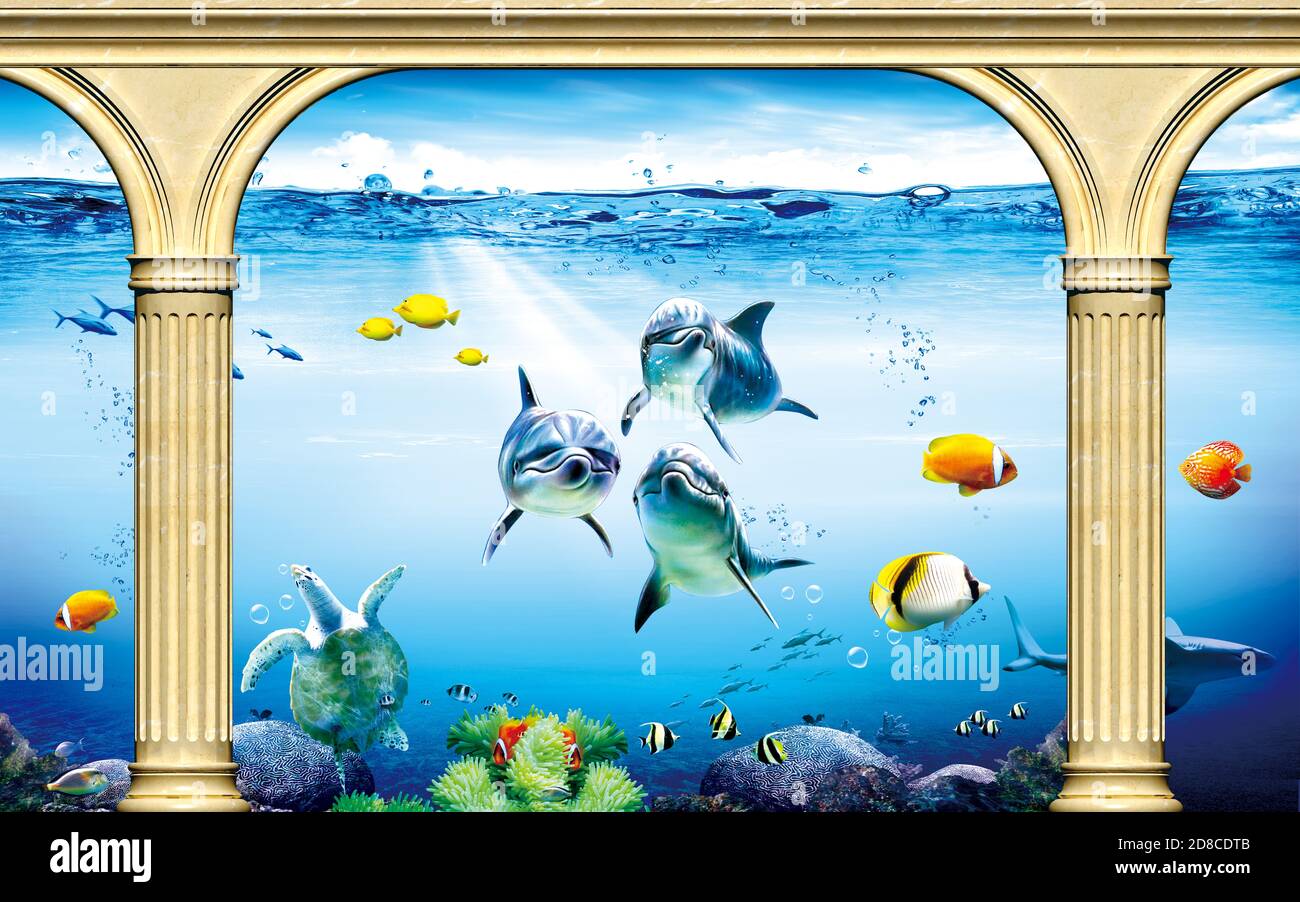 3d wallpaper design and beautiful wall brick background Stock Photo - Alamy