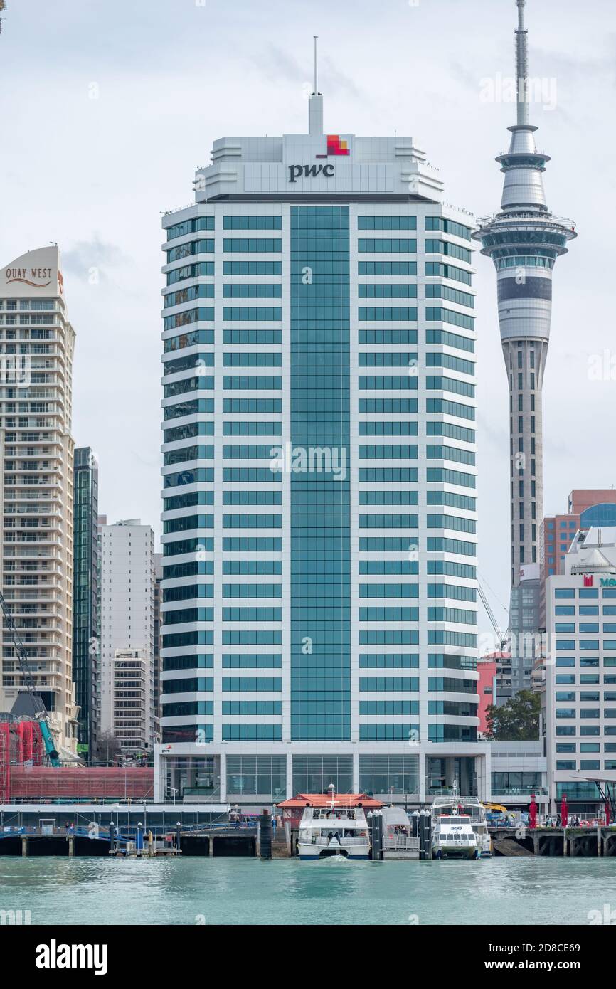AUCKLAND, NEW ZEALAND - Oct 21, 2019: View of old PWC building with ...
