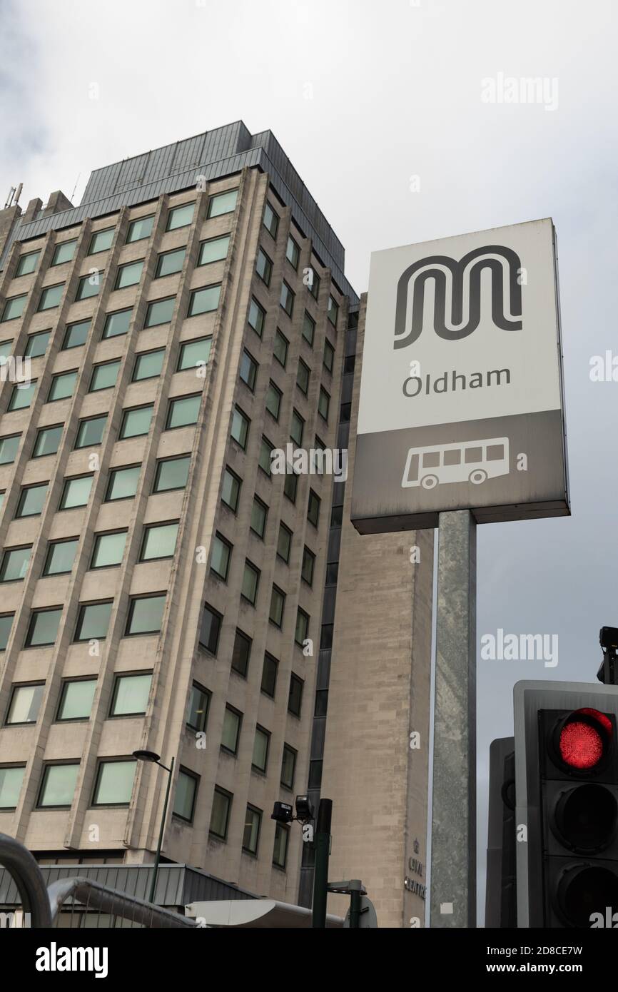 A view of Oldham Civic Centre the headquarters of Oldham Metropolitan ...