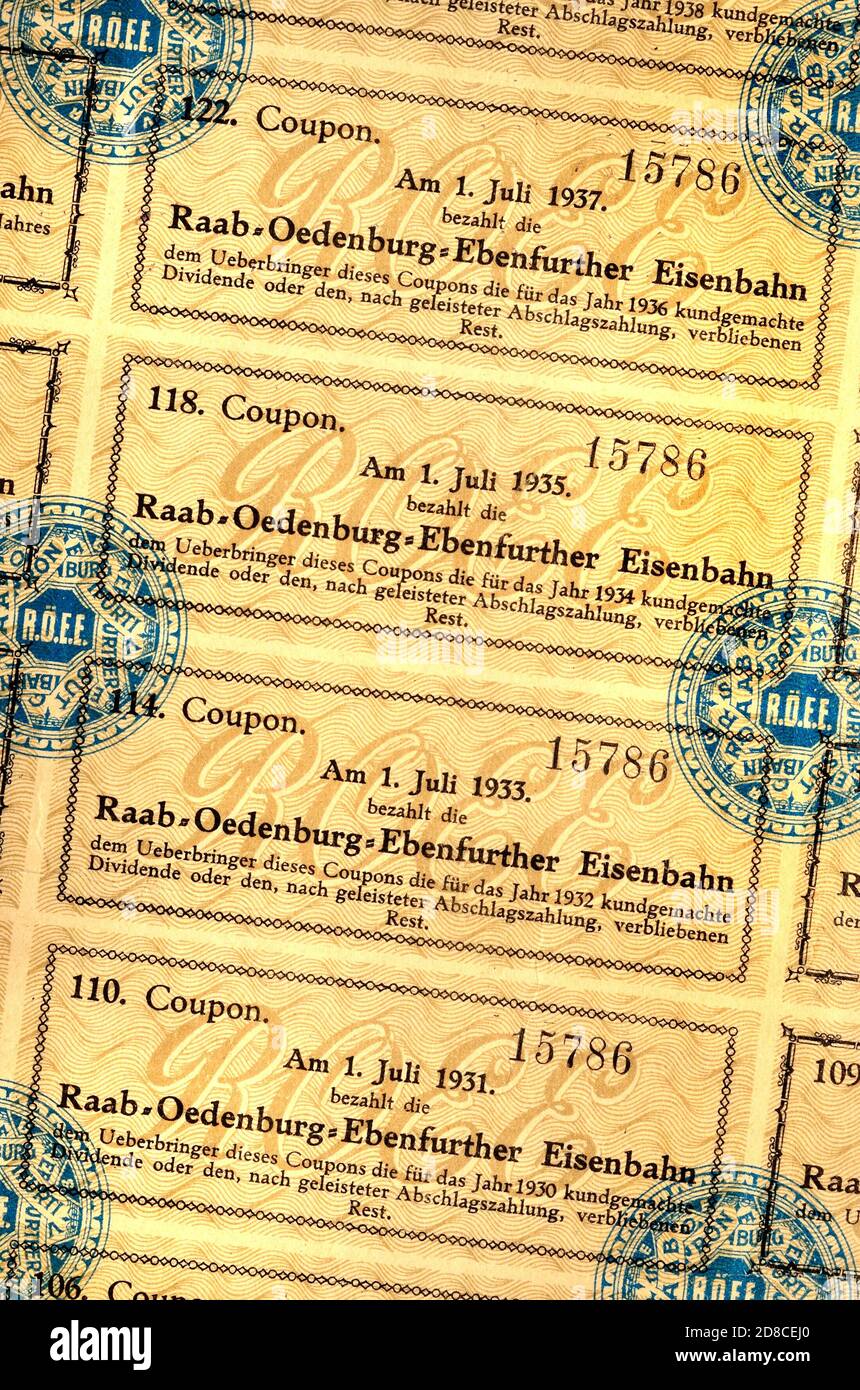 German / Hungarian share certificate for the Győr-Sopron-Ebenfurt ...