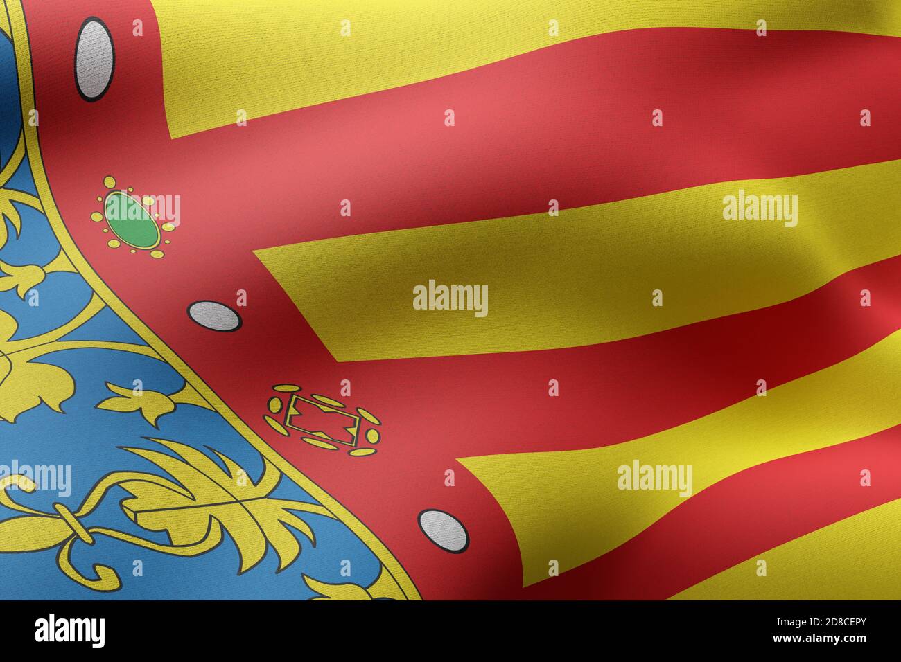 3d rendering of a silked Valencian Spanish Community flag Stock Photo ...
