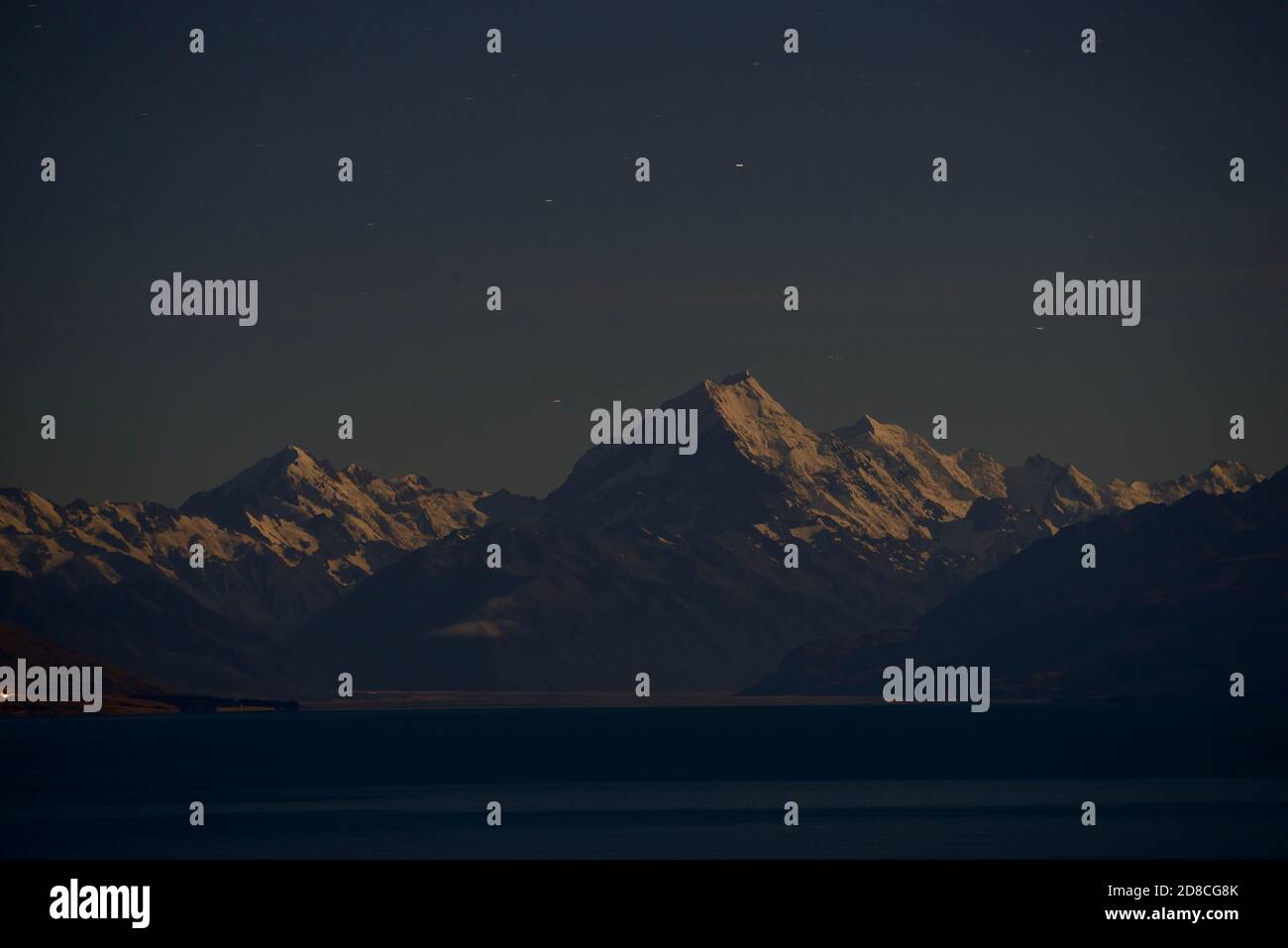 Mount Cook with some stars shot at night Stock Photo - Alamy