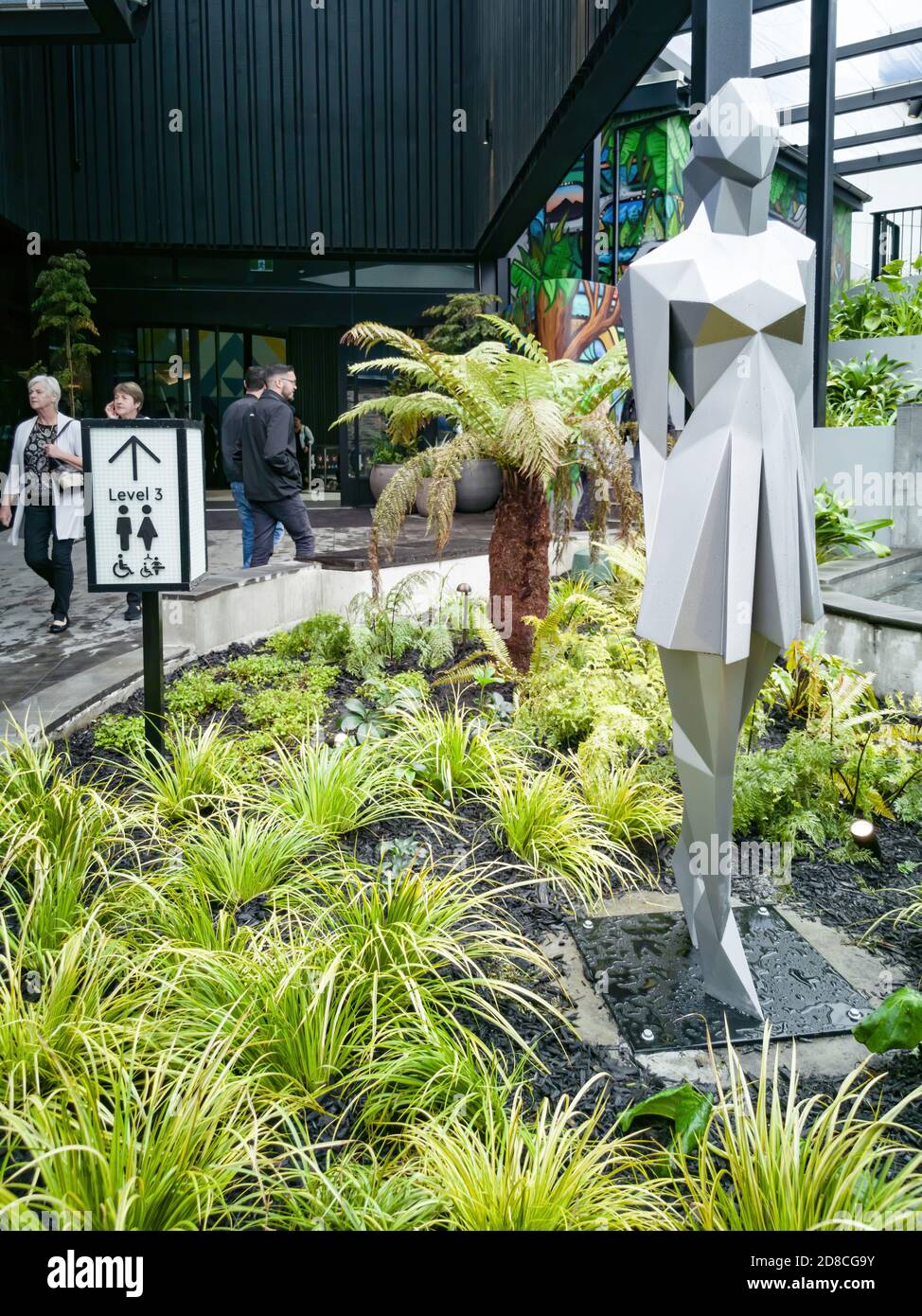 AUCKLAND, NEW ZEALAND - Oct 10, 2019: View of woman statue in Westfield ...