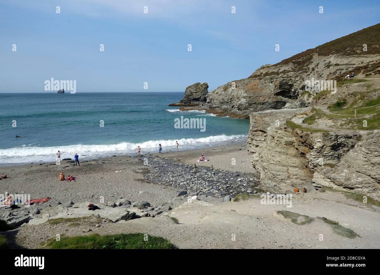 Trevellas Porth Beach, North Cornwall, England, UK in September Stock ...