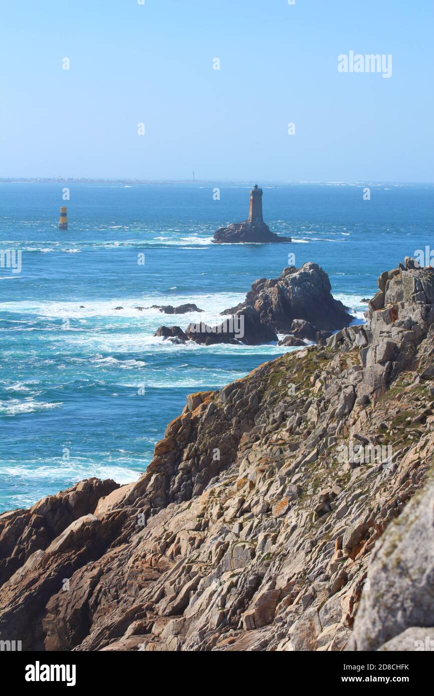 Pointe du Raz and La Vieille lighthouse in Plogoff Stock Photo - Alamy
