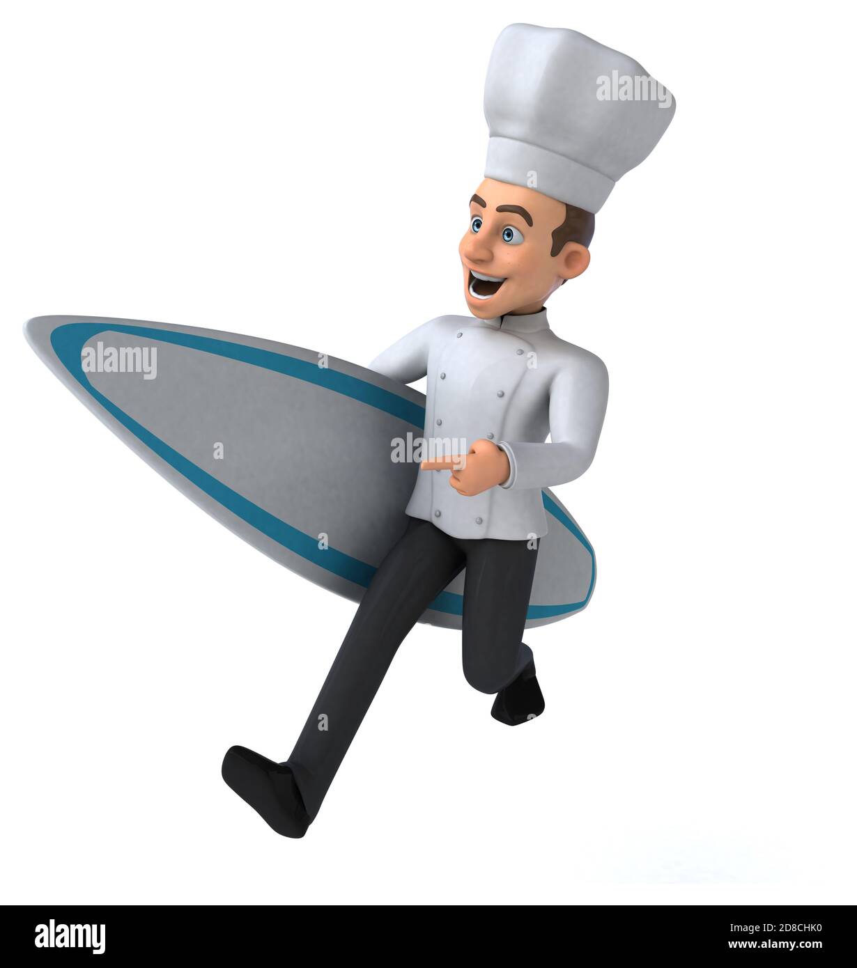 Fun 3D cartoon chef surfing Stock Photo - Alamy