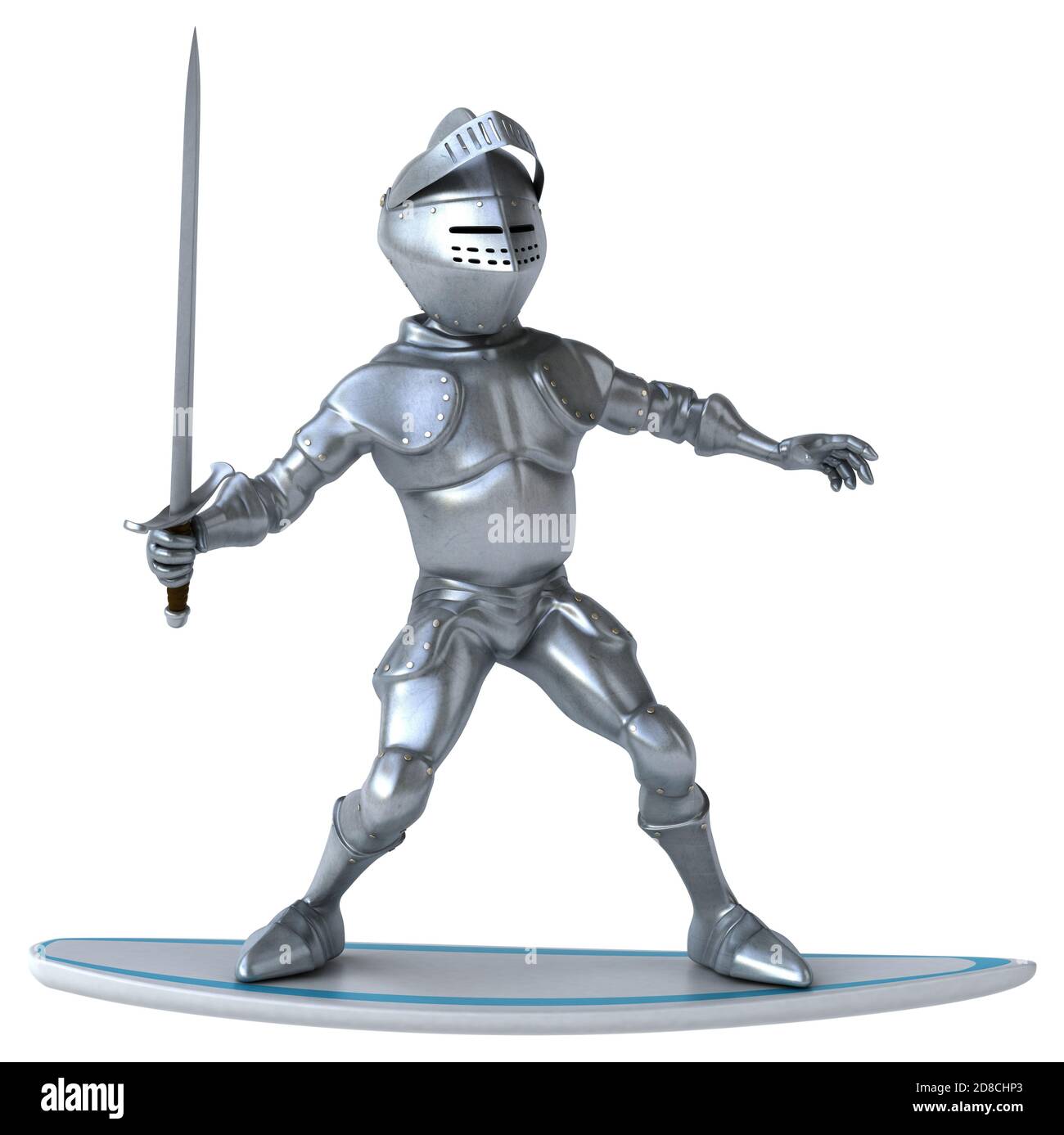 Fun 3D cartoon knight surfing Stock Photo - Alamy