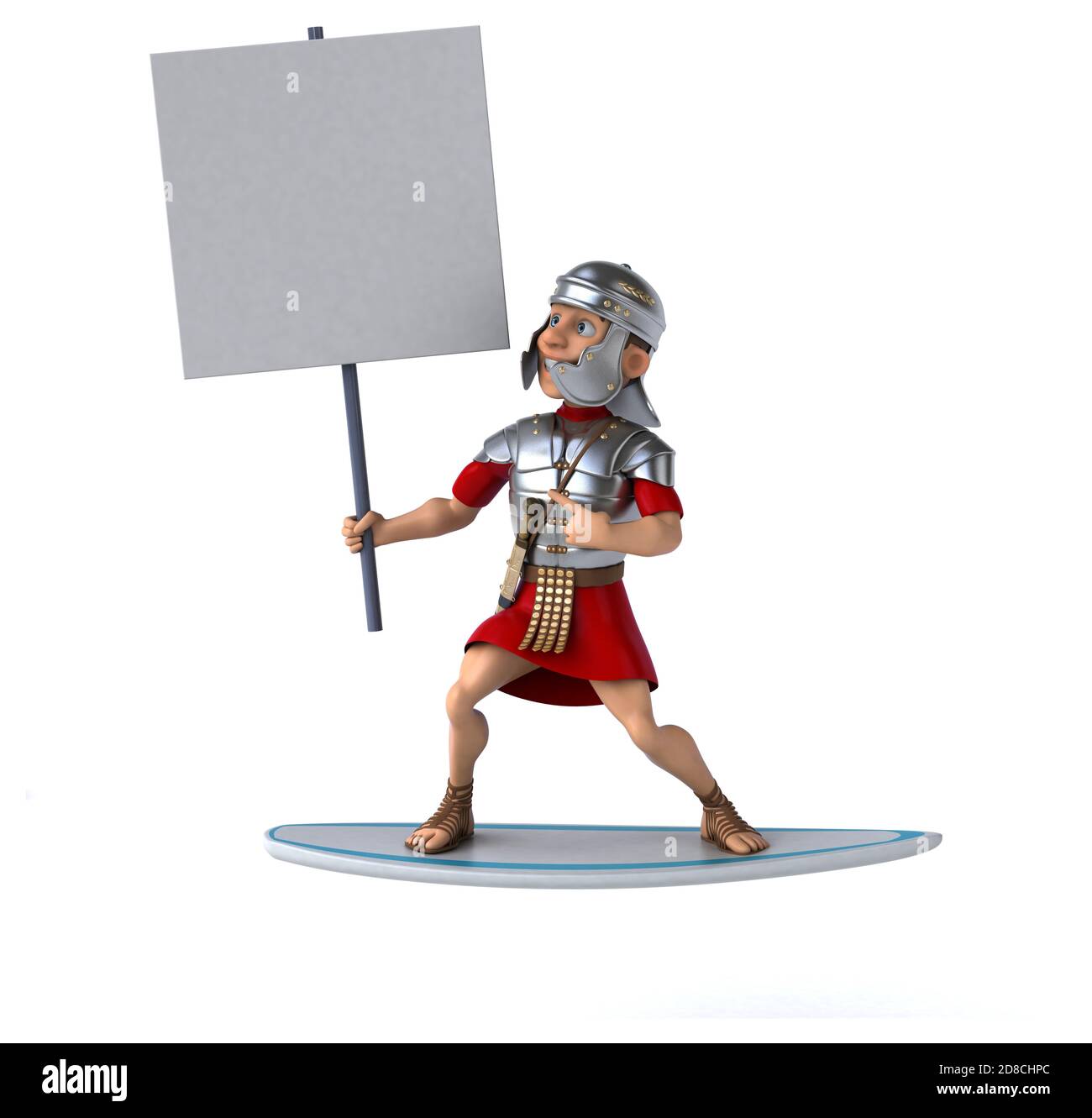 Fun 3D cartoon roman soldier surfing Stock Photo - Alamy