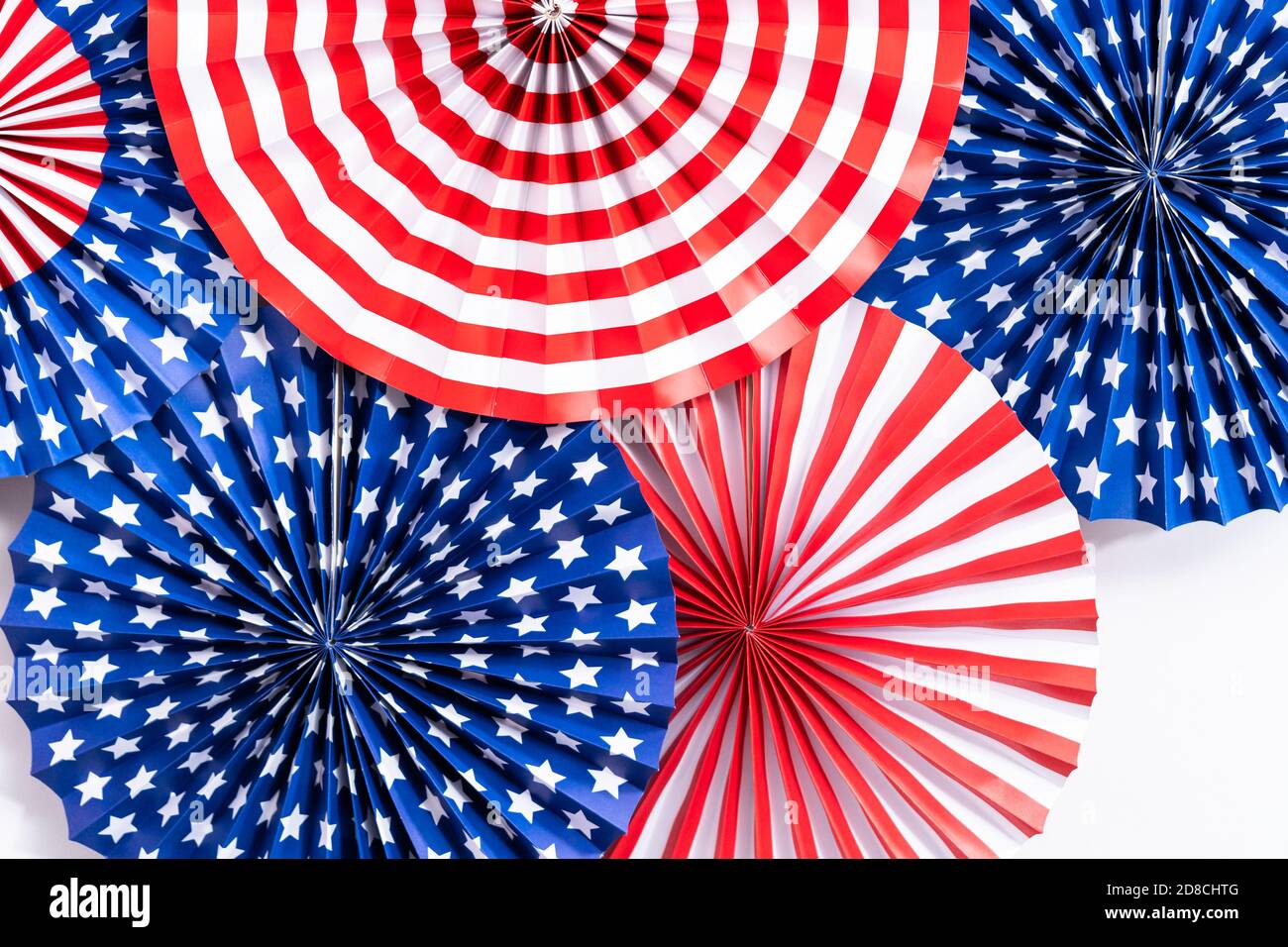 Red, white, and blue paper fans for July 4th celebration Stock Photo ...