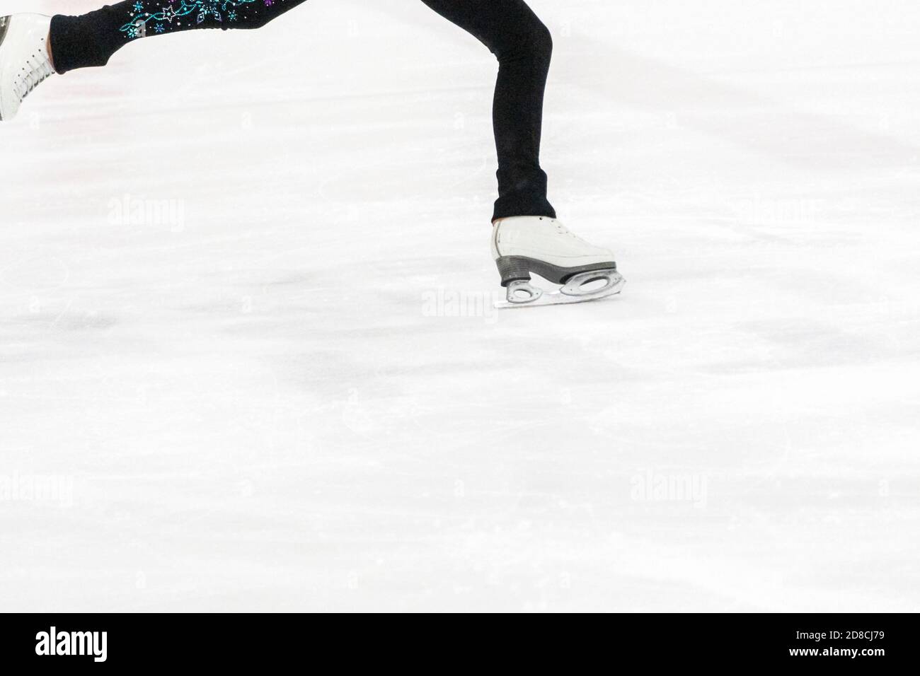 View of figure skater feet at the figure skating practice Stock Photo ...
