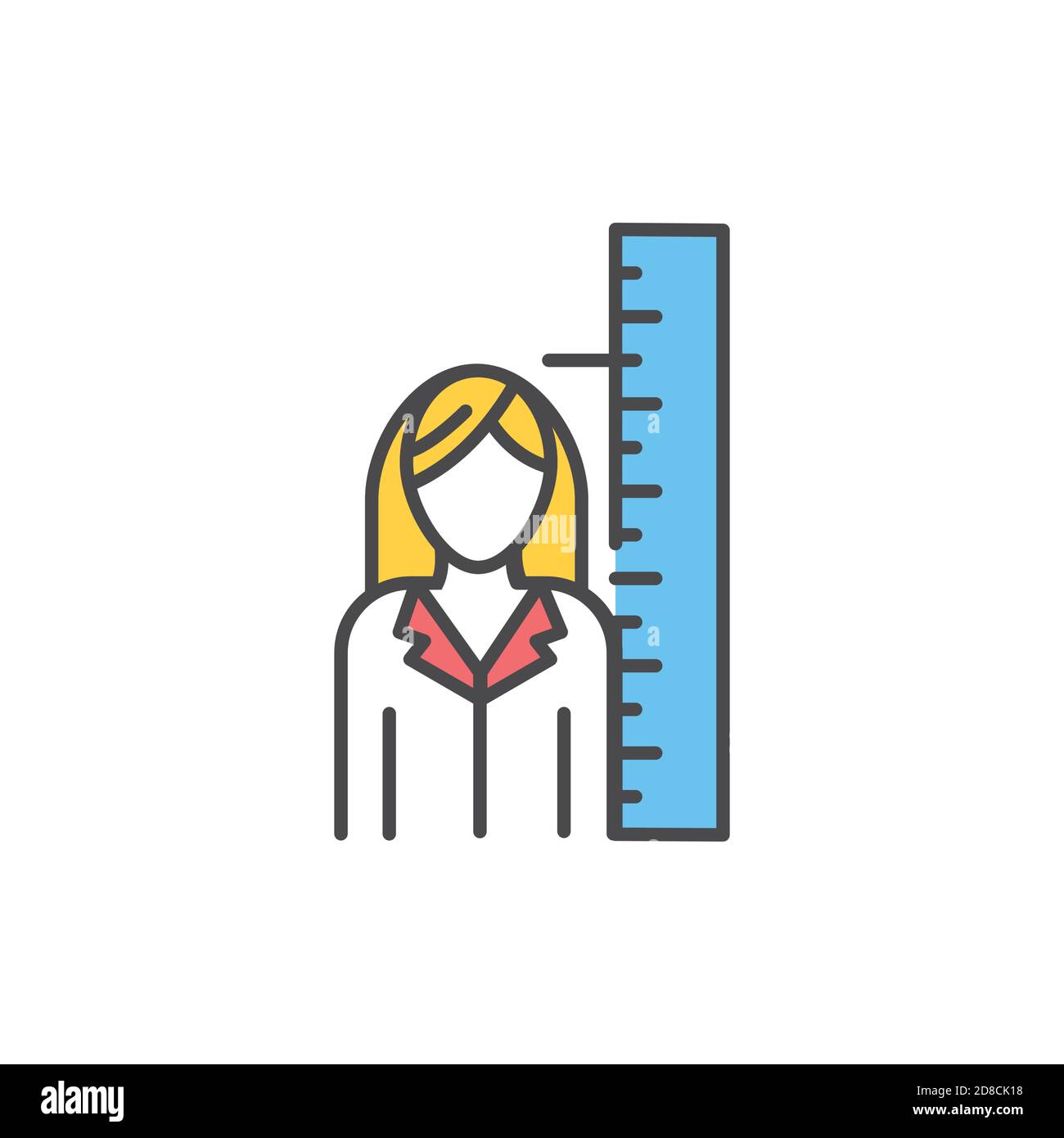 Short stature color line icon. Height measurement in children Stock ...