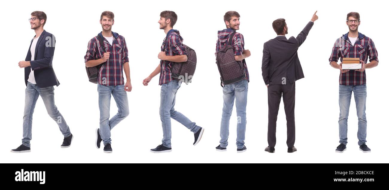photo collage successful modern young man..isolated on white Stock ...