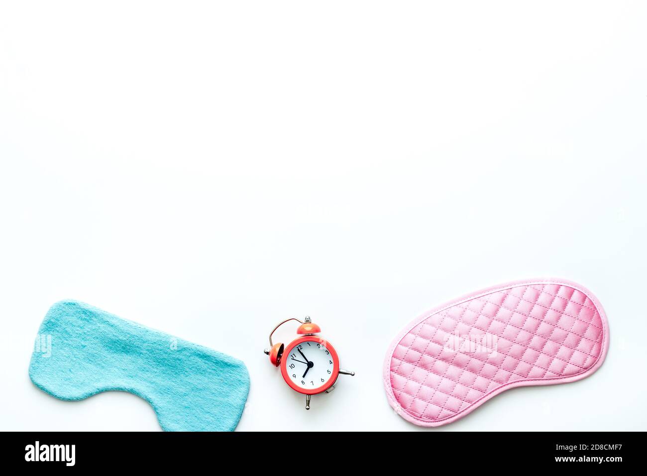Sleeping mask with alarm clock, flat lat,top view Stock Photo - Alamy