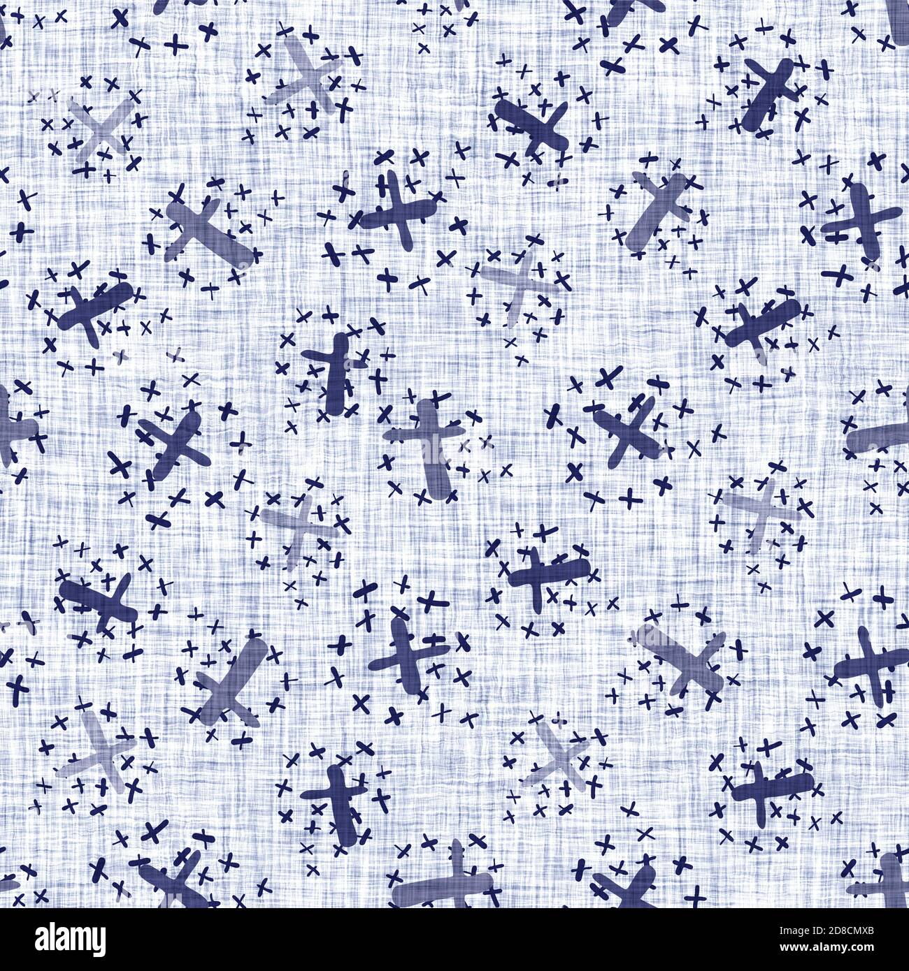 Seamless indigo block print texture. Navy blue woven cotton dyed effect ...