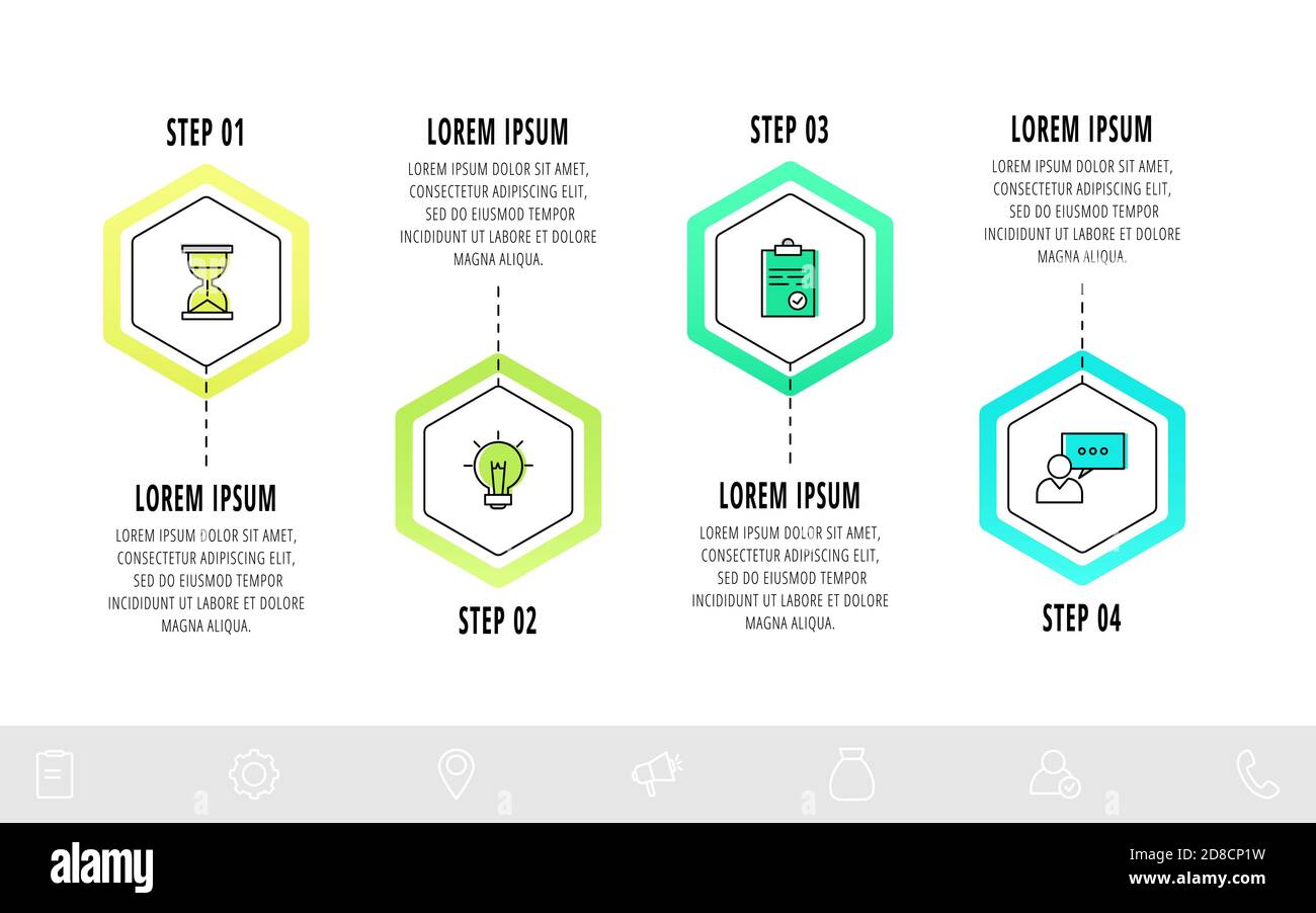 Vector infographic hexagons with 4 steps. Flat template can be used for ...