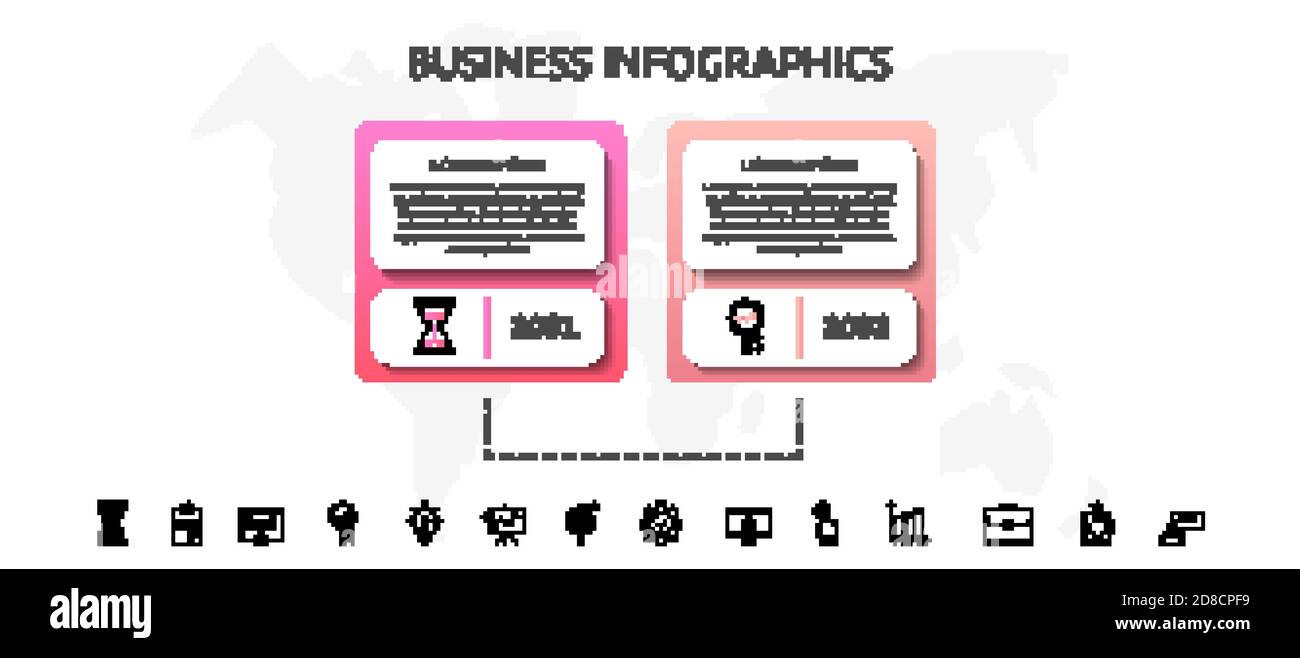 Vector Infographic rectangles with 2 steps. Square template can be used ...