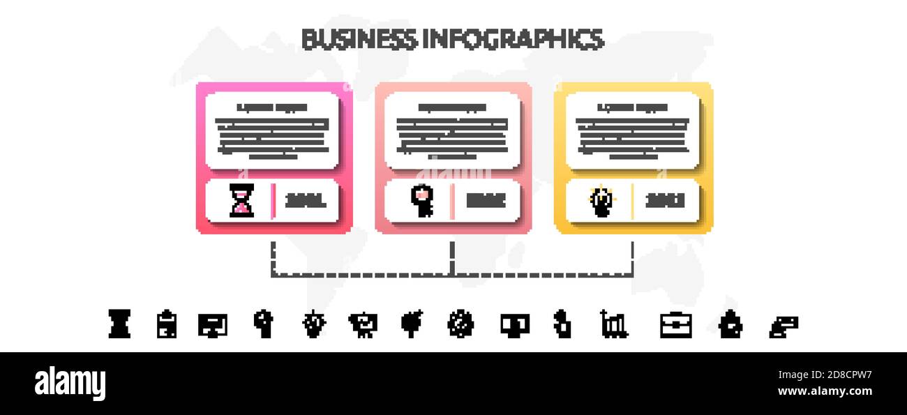 Vector Infographic rectangles with 3 steps. Square template can be used ...