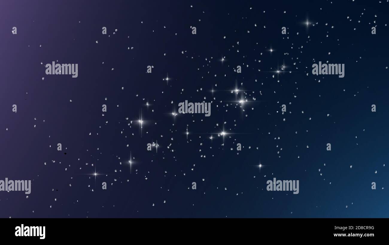 Night starry sky, blue shining space with starlight sparkles twinkling ...