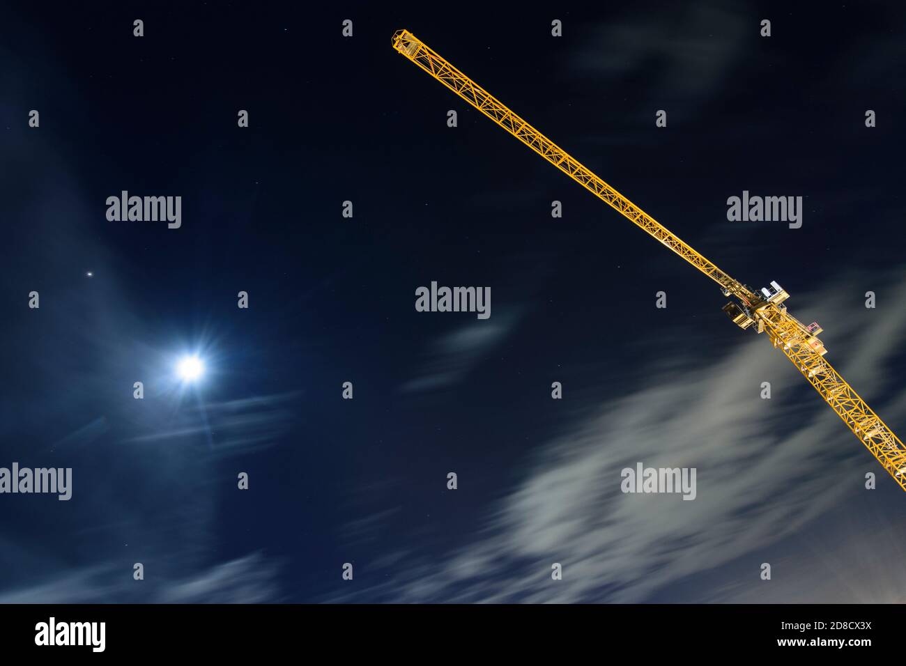 Wien, Vienna: construction crane, full moon, , Wien, Austria Stock ...