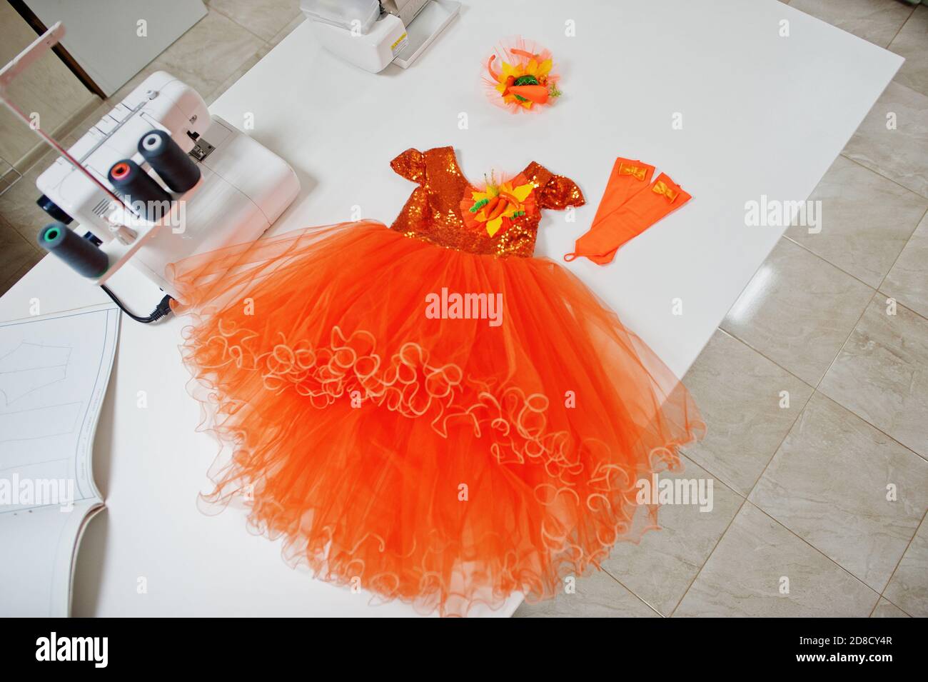 Children's carnival hand made girl costume at seamstress office on ...