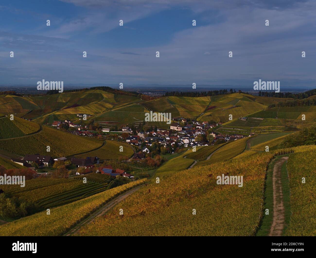 View of popular tourist destination Durbach located at the foothills of ...