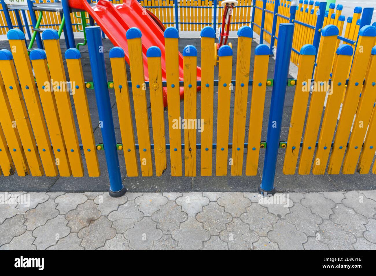 Wooden Fence Safety Protection at Kids Playground Stock Photo - Alamy