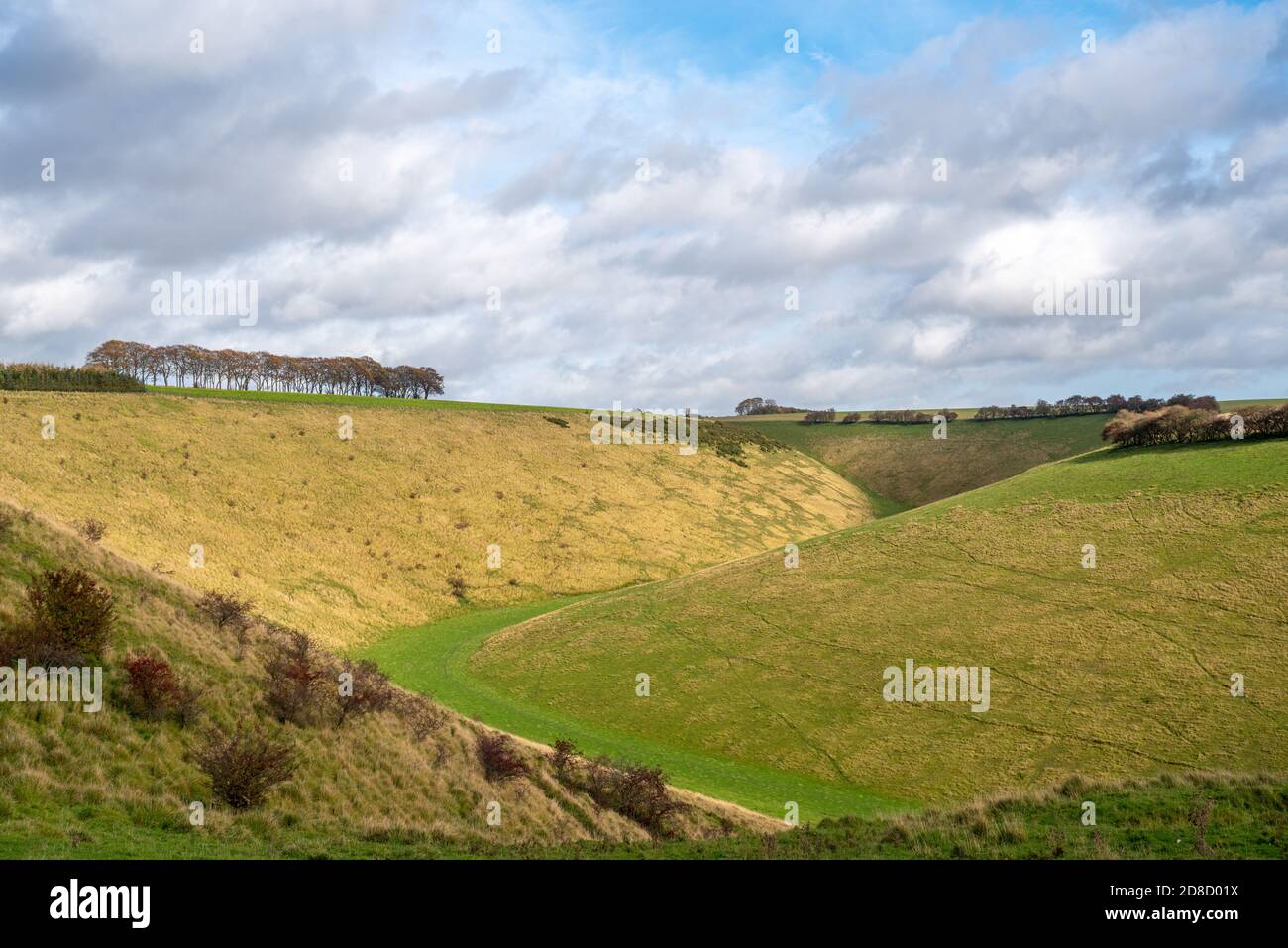 A view of Fairy Dale a valley in the Yorkshire Wolds near Burdale on a ...