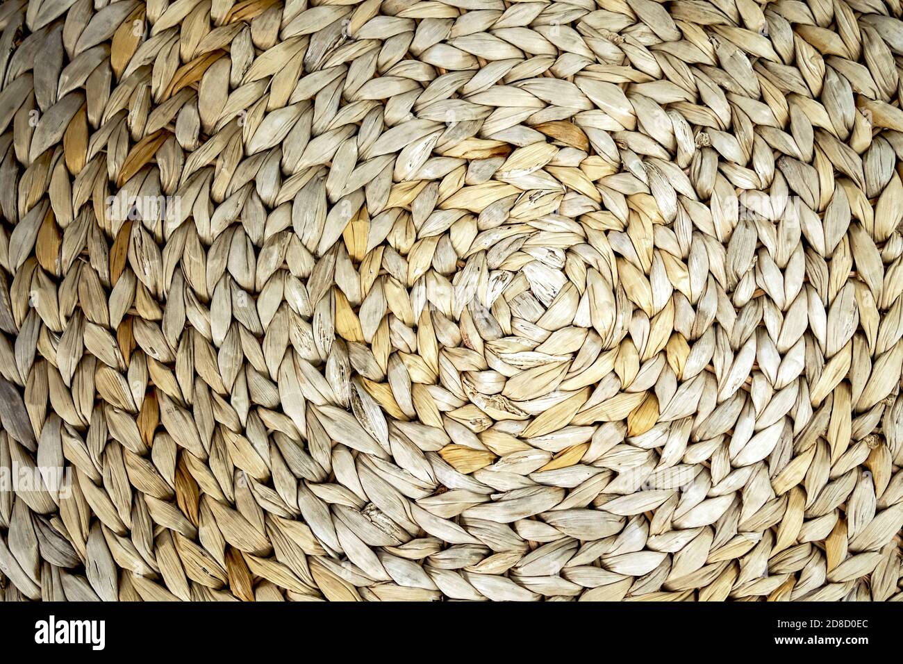 textured background of a circle seaweed woven pattern, close-up ...