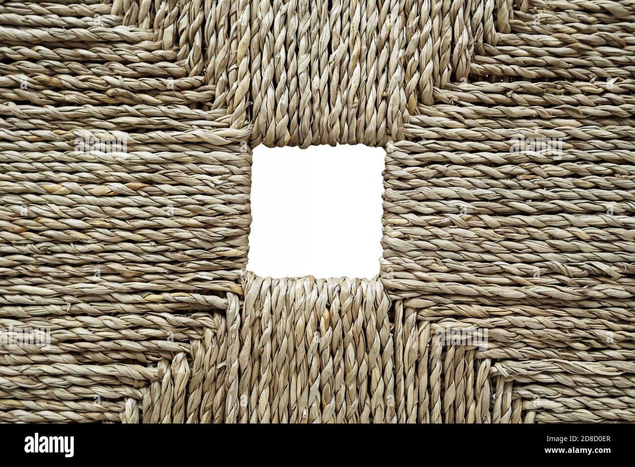 Weave pattern of seaweed with white empty square in center, texture ...