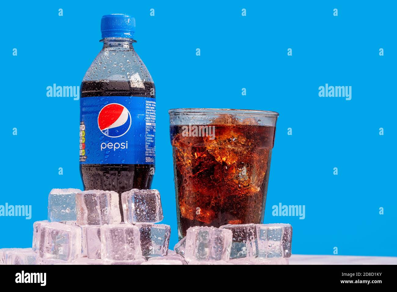 Pepsi blue plastic bottle with glass hi-res stock photography and ...