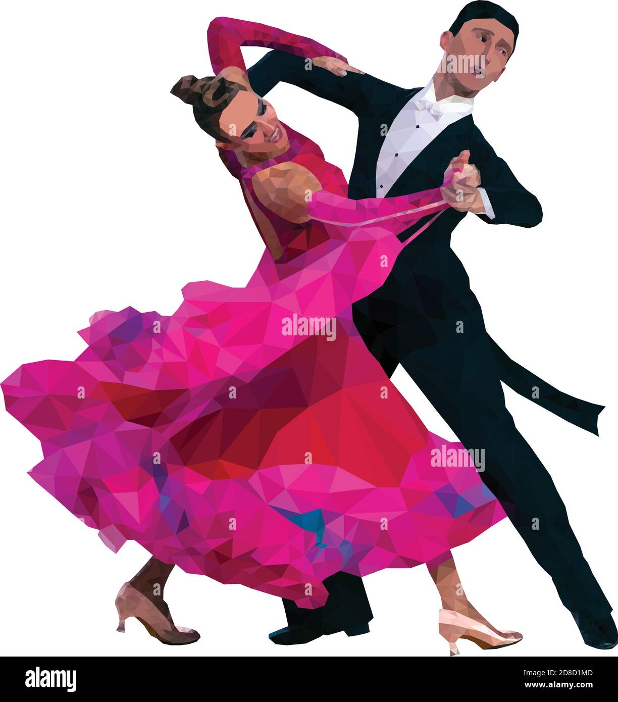 dancing couple in color image. polygonal vector Stock Vector Image ...