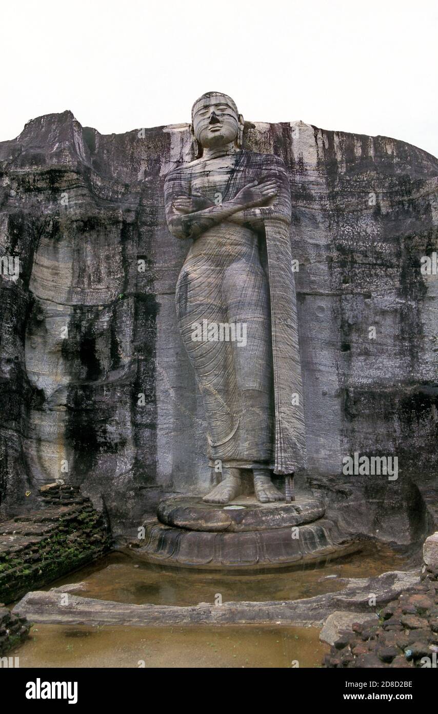 The Gal Vihara (aka Gal Viharaya), a rock temple of the Buddha situated ...