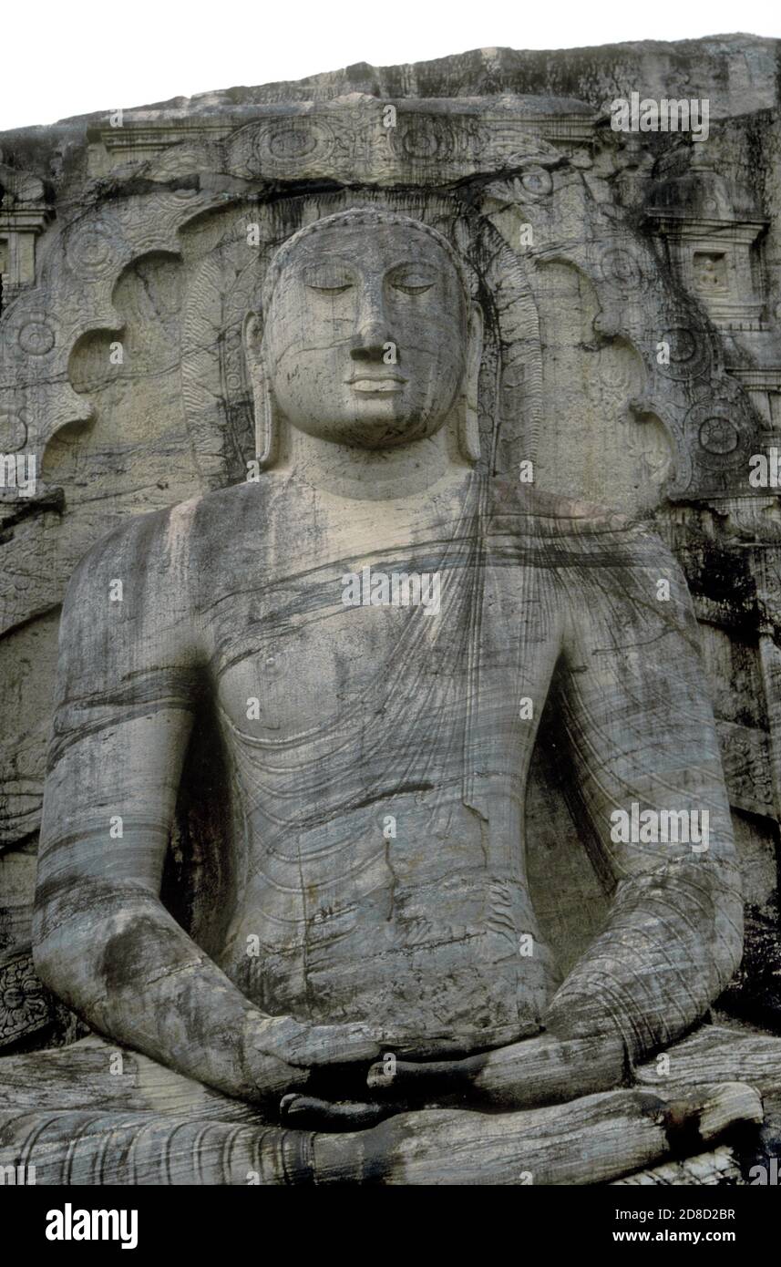 The Gal Vihara (aka Gal Viharaya), a rock temple of the Buddha situated ...