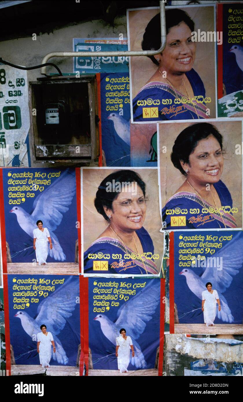 Presidential election posters supporting Chandrika Kumaratanga, Sri ...