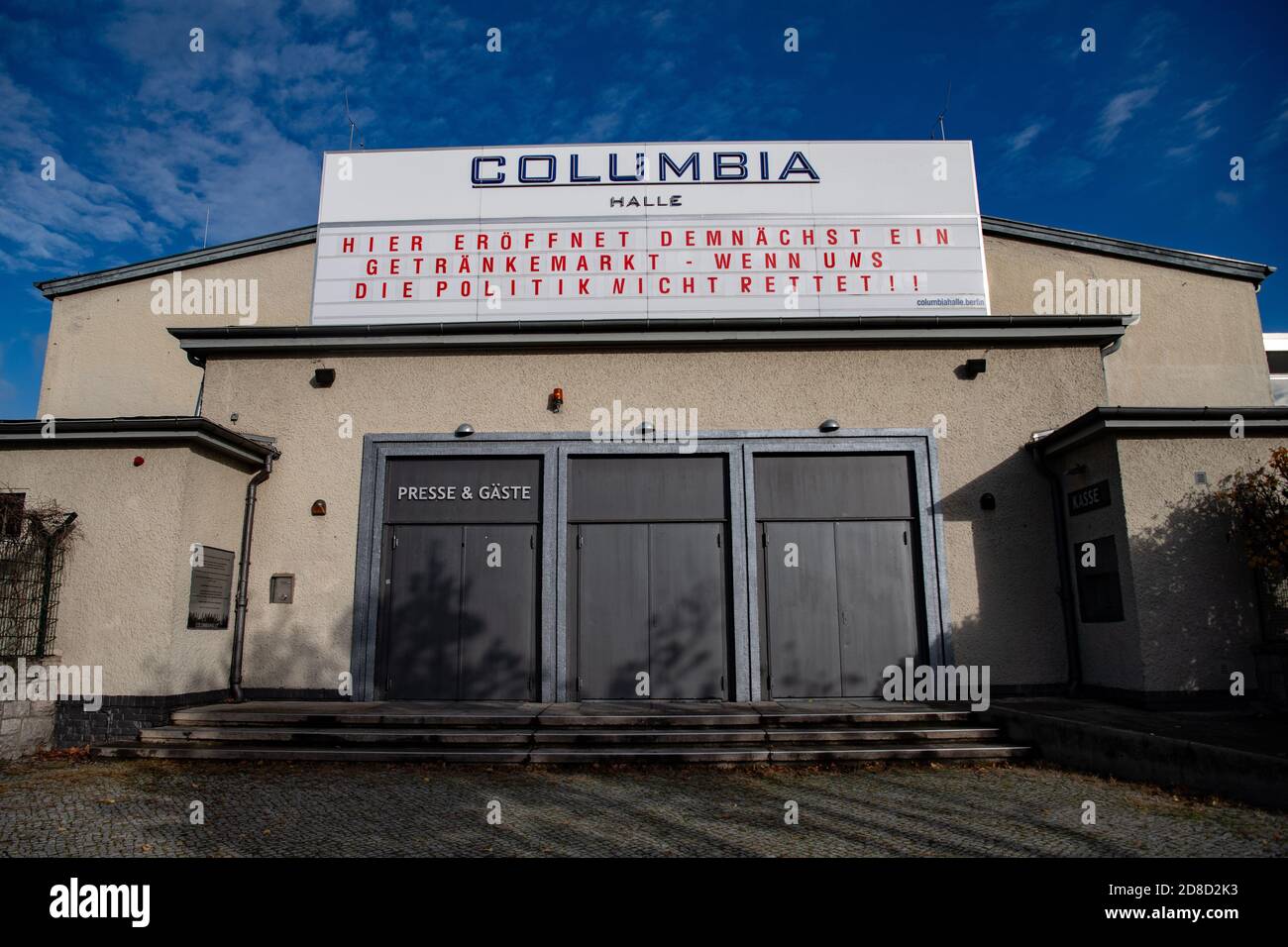 Berlin, Germany. 29th Oct, 2020. The entrance doors to Columbia Hall ...