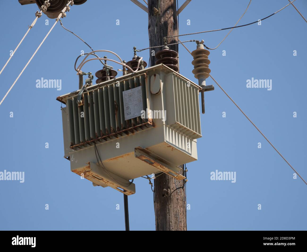 Details of an old overhead power line Stock Photo - Alamy