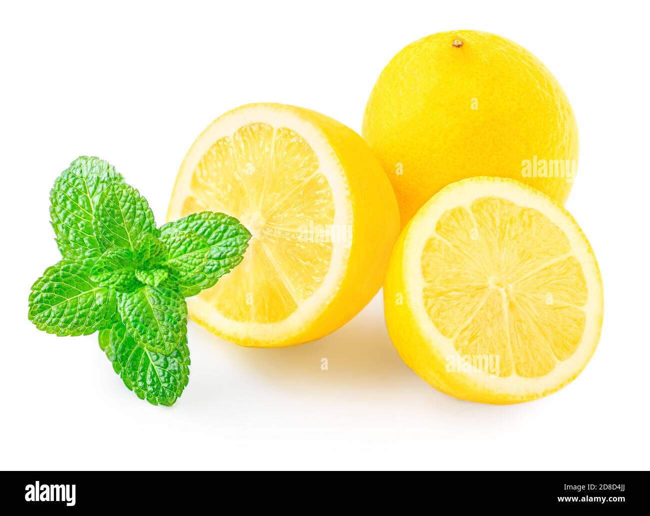 Lemon fruit and mint herb isolated on white background Stock Photo - Alamy