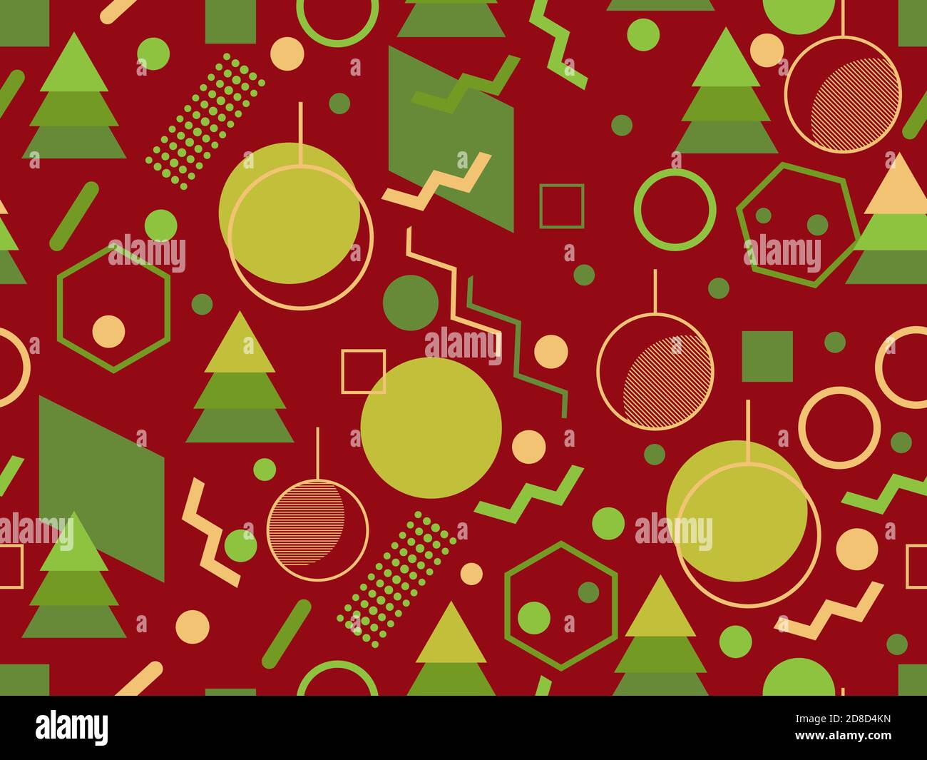 Christmas seamless pattern with Christmas decorations and geometric ...