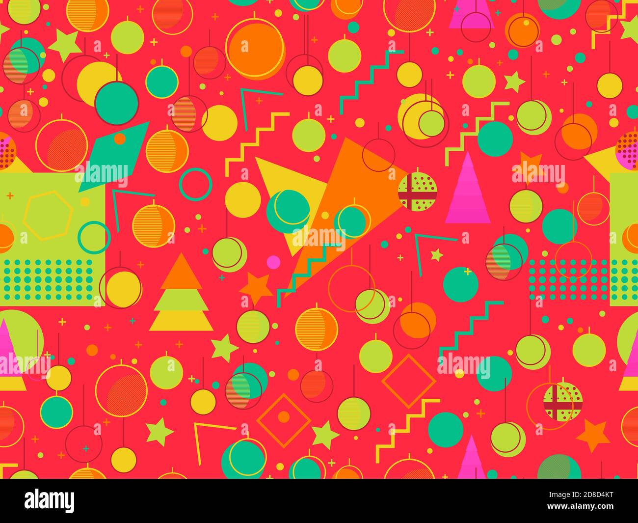 Christmas seamless pattern with Christmas decorations and geometric ...
