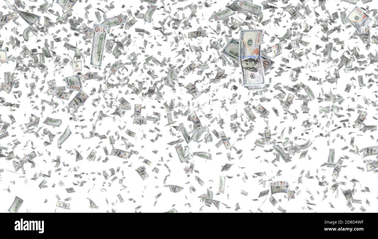 Falling down banknotes isolated on white background Stock Photo - Alamy