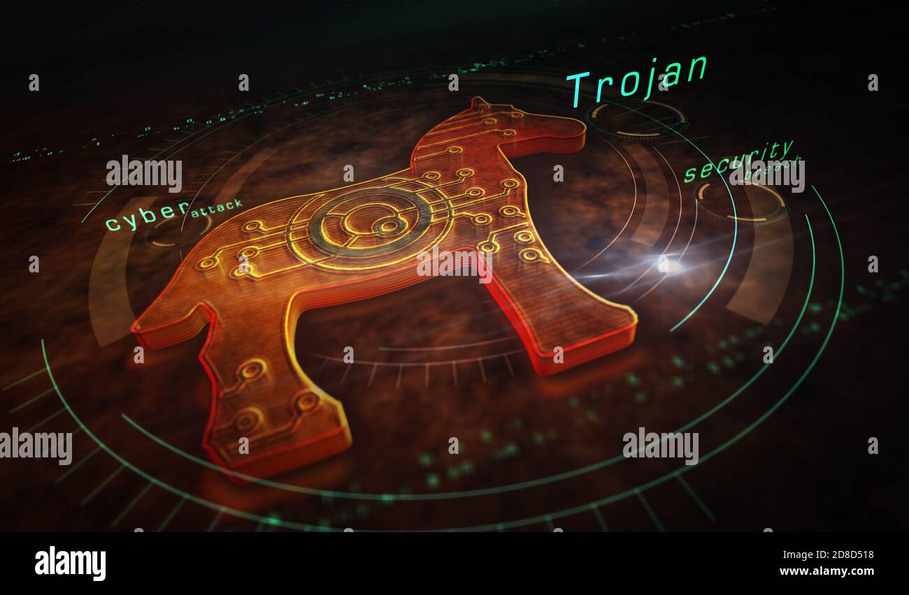 Trojan Attack Computer Virus Cyber Security Malware Crime And