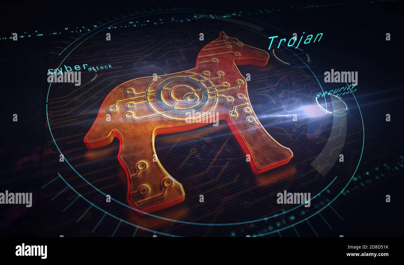 Trojan Attack Computer Virus Cyber Security Malware Crime And