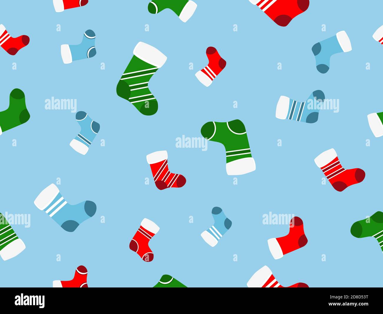 Christmas Stocking seamless pattern. Festive background with Christmas ...