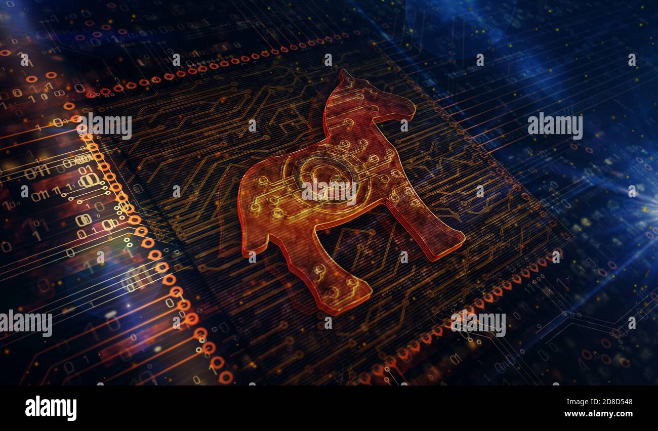 Trojan Attack Computer Virus Cyber Security Malware Crime And