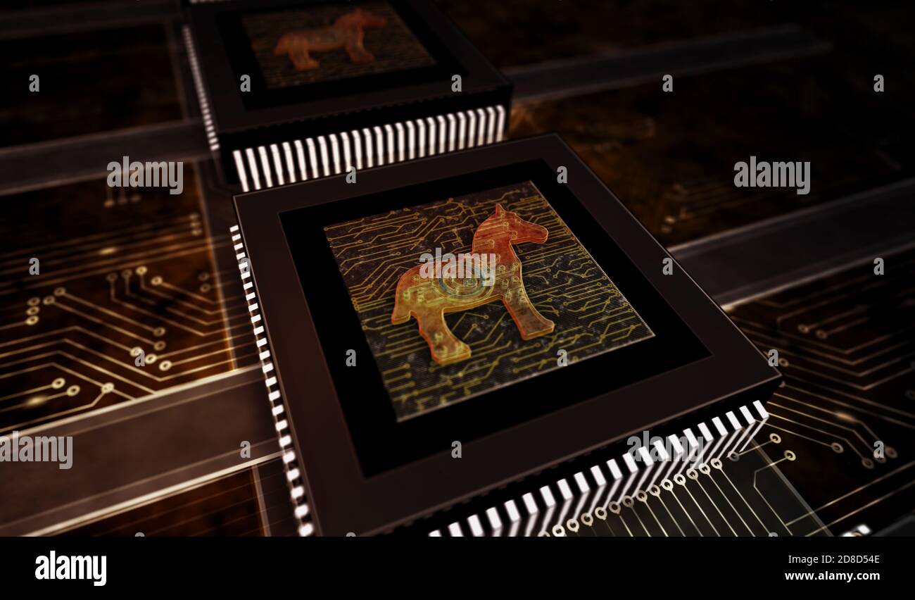 Trojan attack, computer virus, cyber security, malware, crime and ...