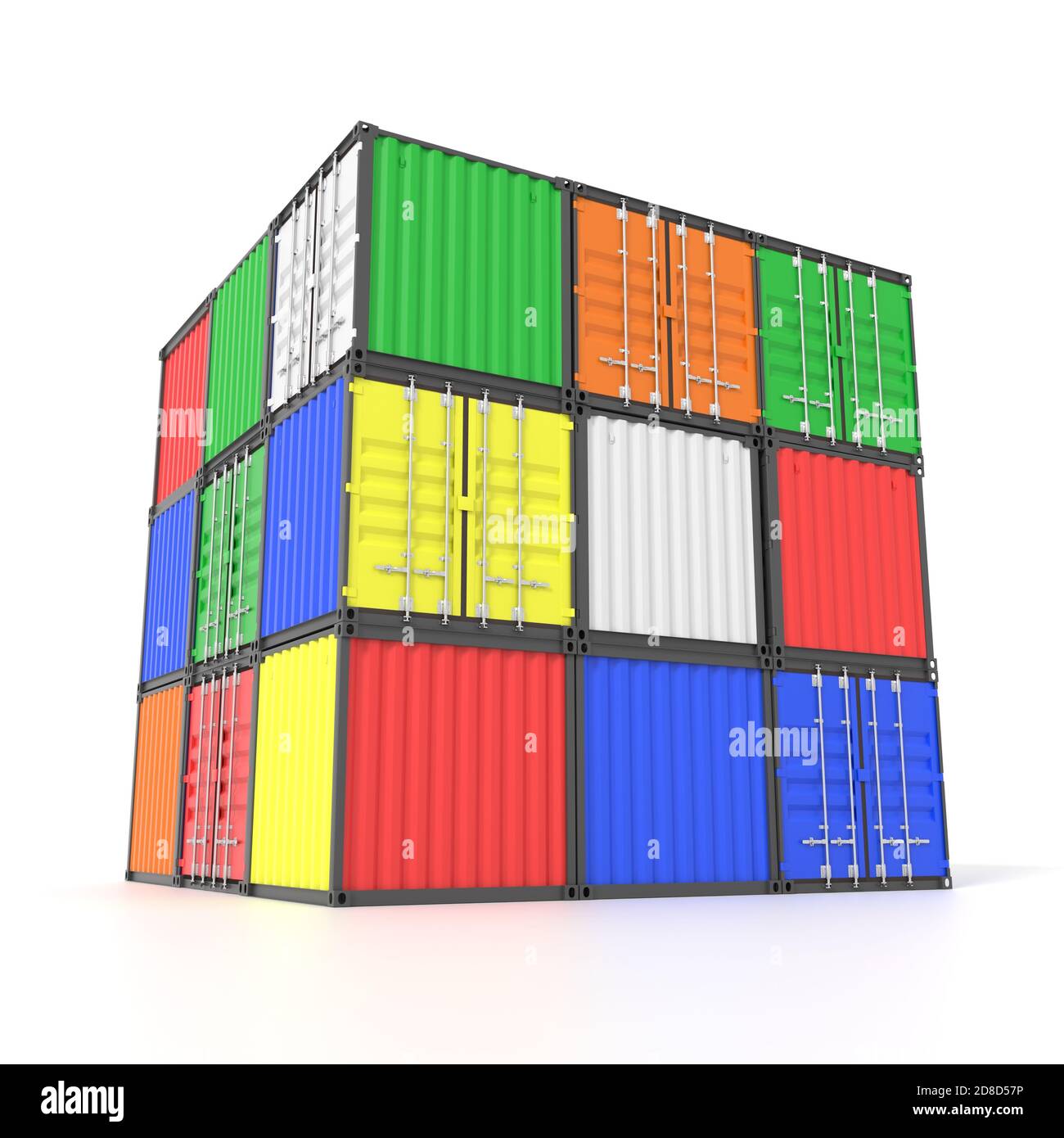 Colorful ship cargo containers isolated on white background Stock Photo ...