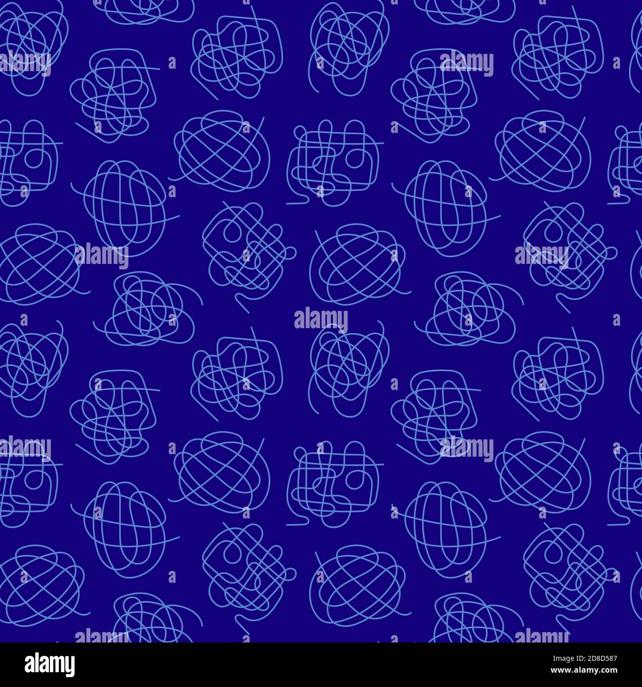 Scribble seamless pattern. Turmoil lines on blue background. Vector ...
