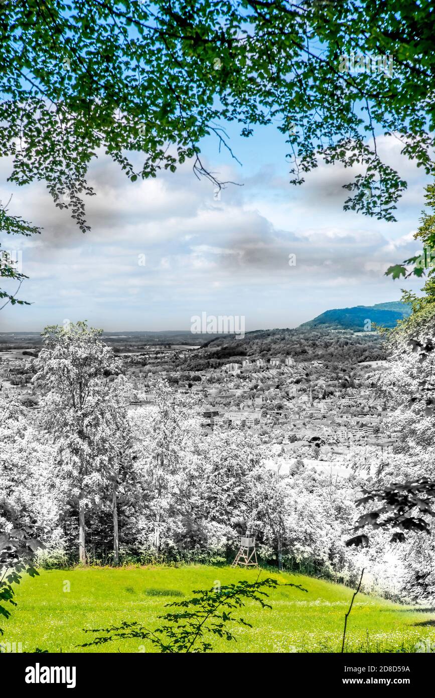 Panoramic view to a city in Germany Stock Photo - Alamy